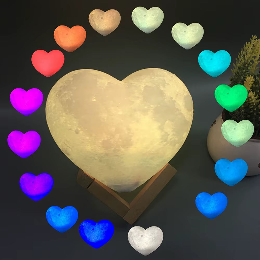 3D Moon Heart Night Light Romantic LED Gift | Orvix